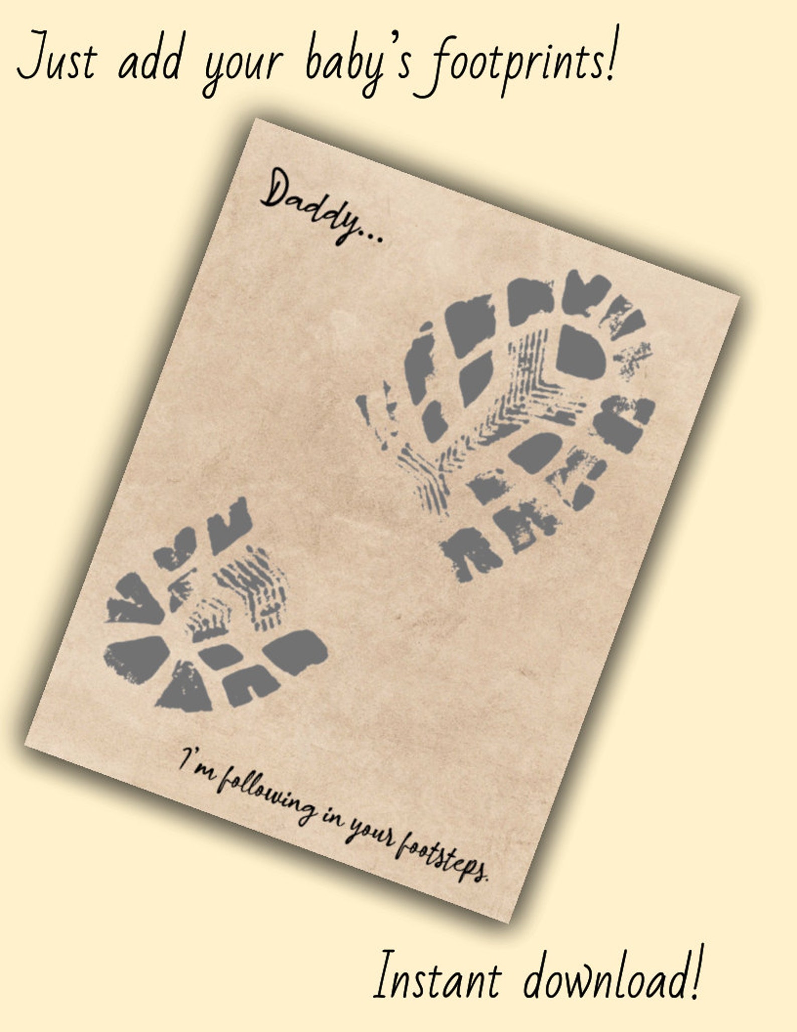 Printable Daddy Boot Footprint Gift, Printable Footprint, Baby ...