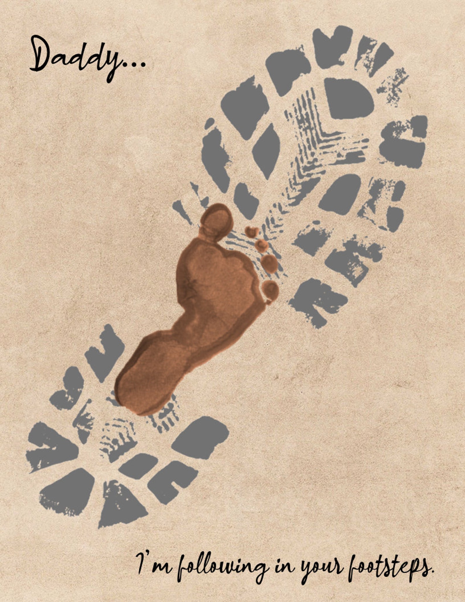 Printable Daddy Boot Footprint Gift, Printable Footprint, Baby ...
