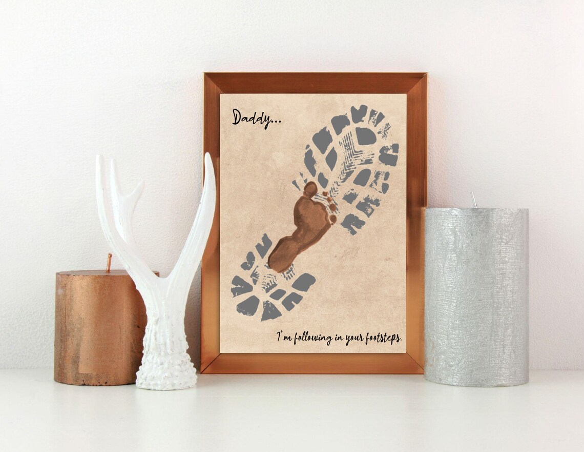 Printable Daddy Boot Footprint Gift, Printable Footprint, Baby ...