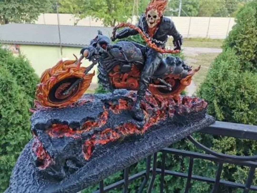Ghost Rider Figure, 12K SLA Ghost Rider Statue, Gamer Room Decor, Ghost ...