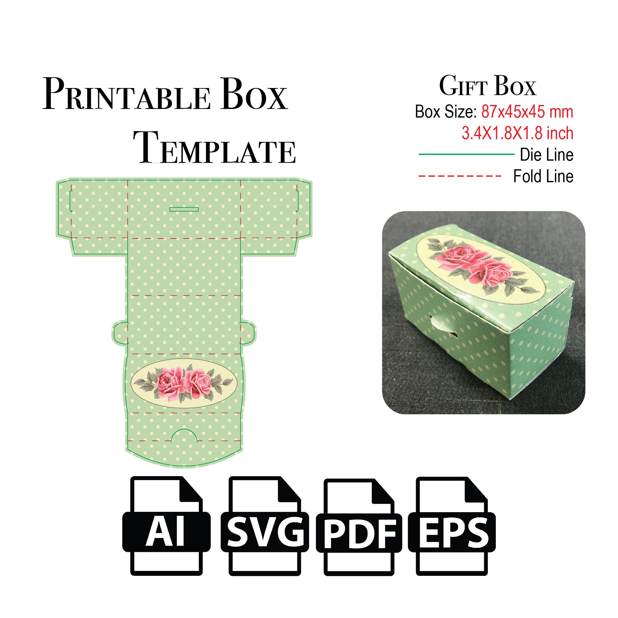 Mini Gift Box,editable & Printable Box Template,svg Vector,cut File ...