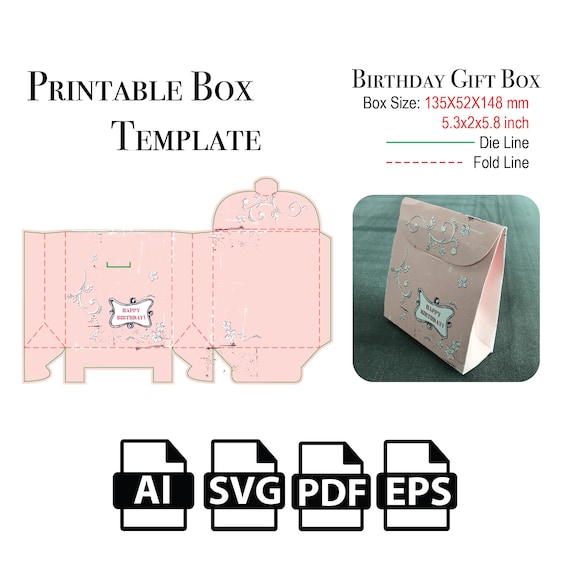 Birthday Gift Boxeditable & Printable Box Templatesvg - Etsy Australia