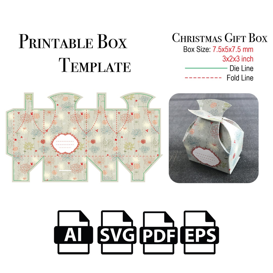 Christmas Gift Box,editable & Printable Box Template,svg Vector,cut ...