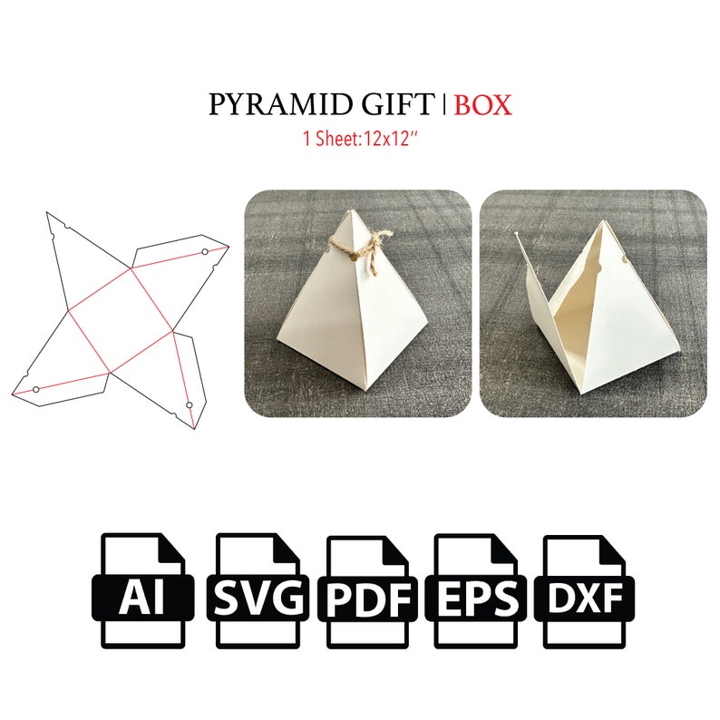 Pyramid Gift Box Templatetriangle Boxcandy Boxpyramid - Etsy