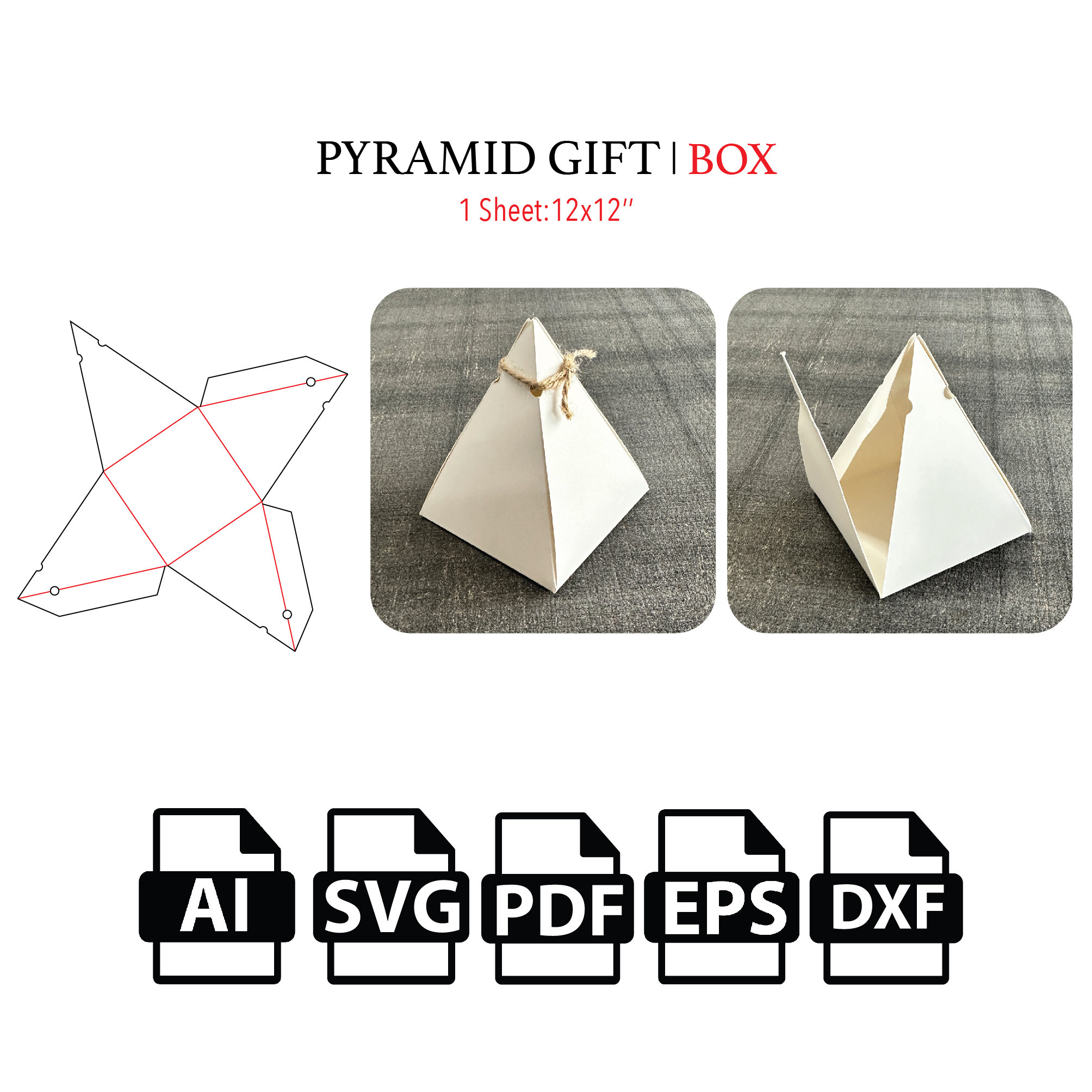 Pyramid Gift Box Template,triangle Box,candy Box,pyramid Shaped Box ...