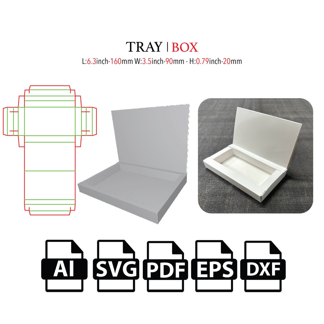 Tray Box Self Locking, Gift Box Template SVG, Box DXF, Packaging Box ...
