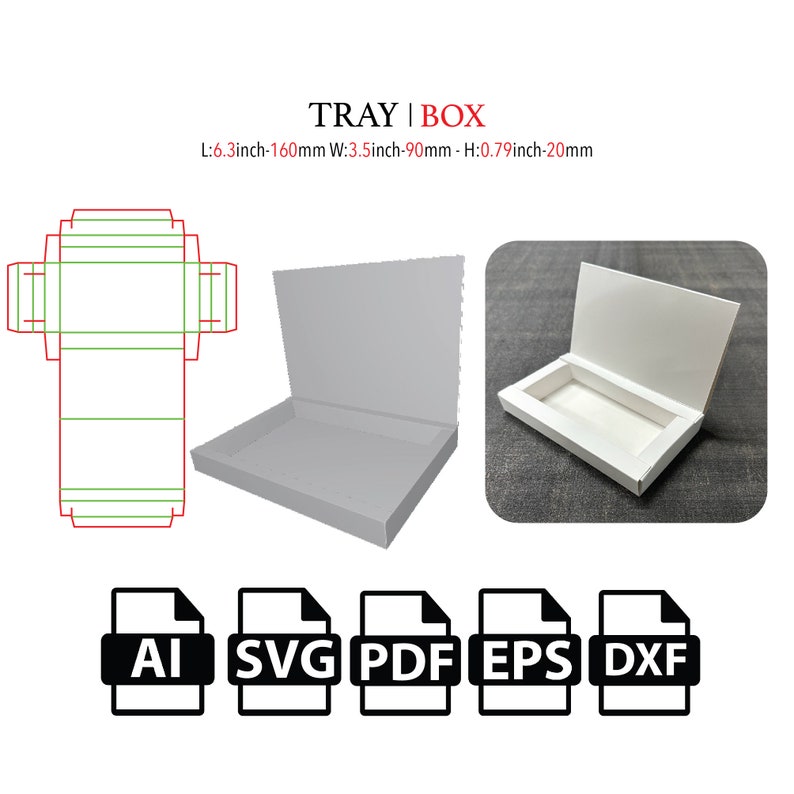 Tray Box Self Locking, Gift Box Template SVG, Box DXF, Packaging Box ...