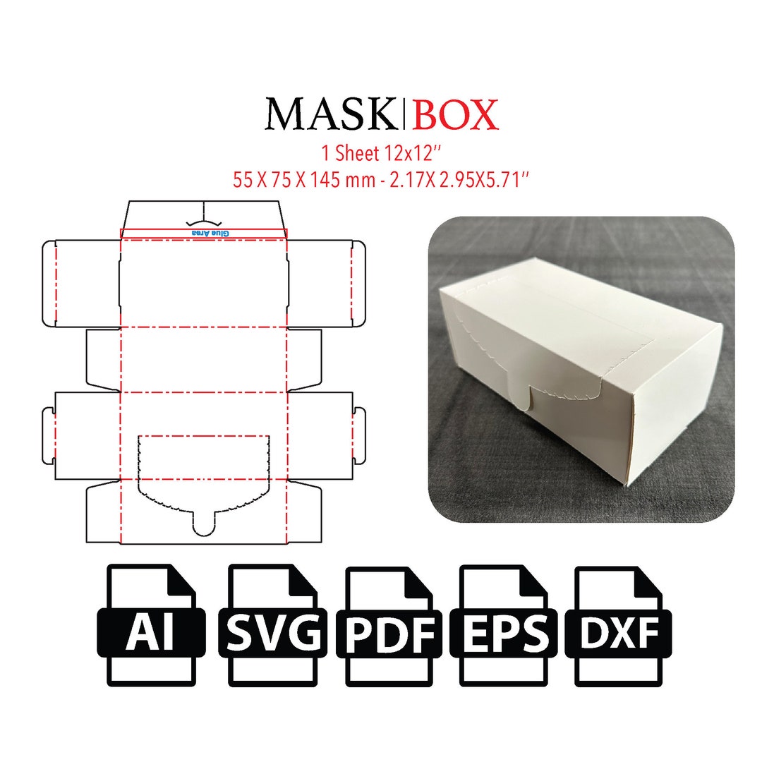 Mask Box With Perforation,svg, Cut File Box SVG, Packaging Box SVG, Box ...