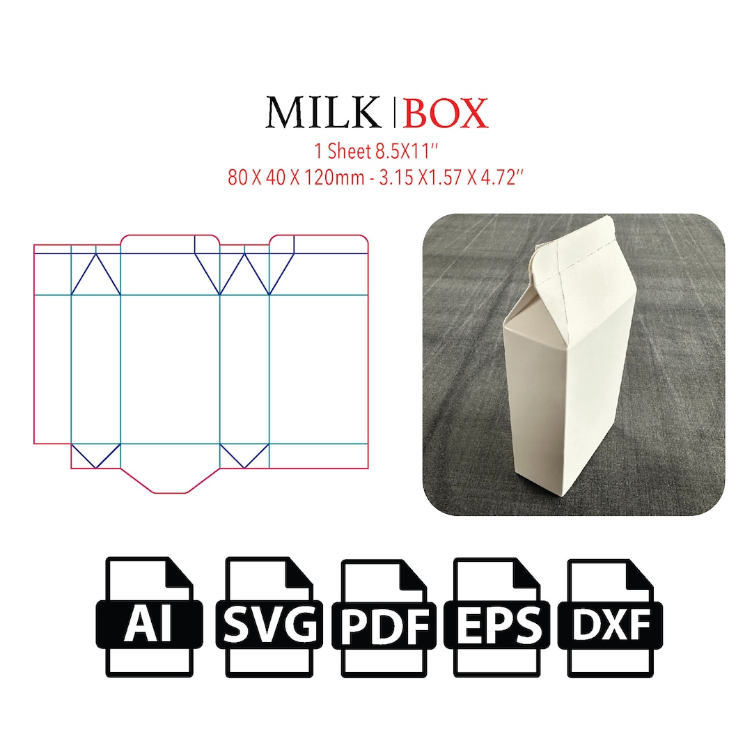 Milk Box,carton Box Svg,template SVG, Cut File Box SVG, Box Vector Svg ...