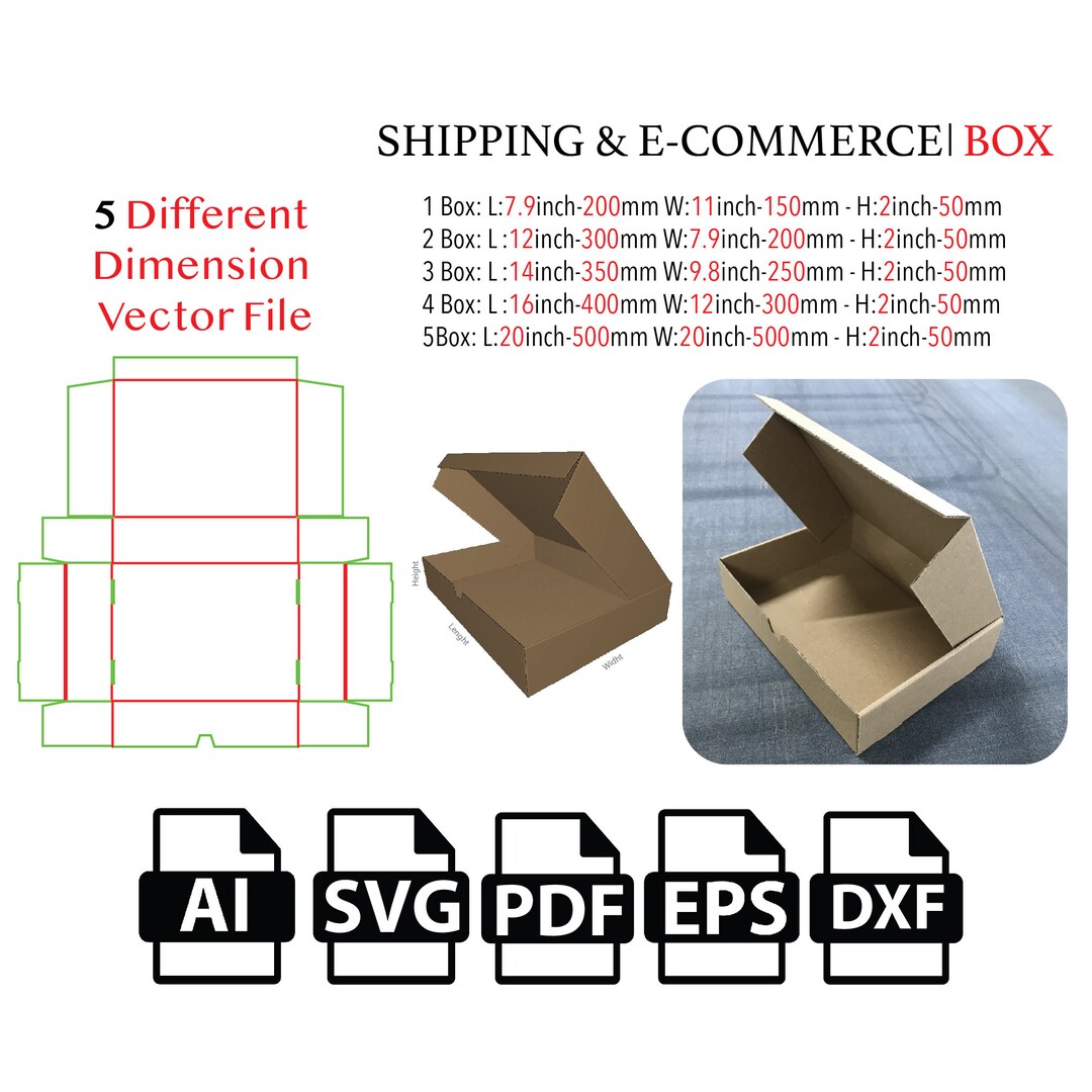 Shipping&e-commerce Box With Lid ,template SVG, Cut File Box SVG ...