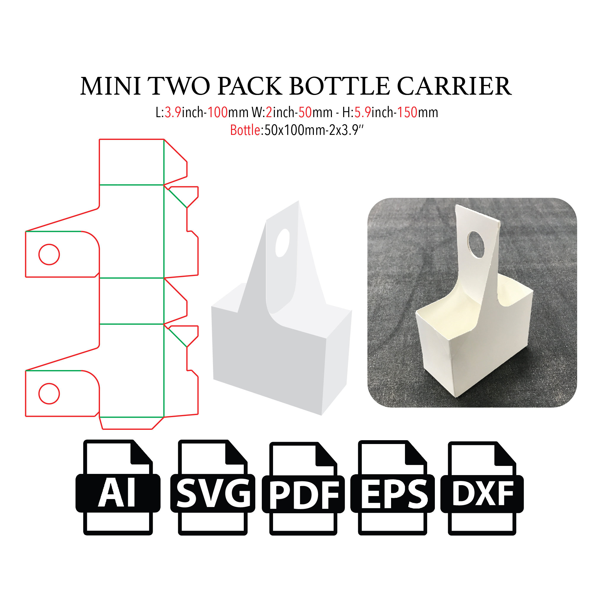 Mini Two Pack Bottle Carrier,bottle Holder,packaging Box, Product Box ...