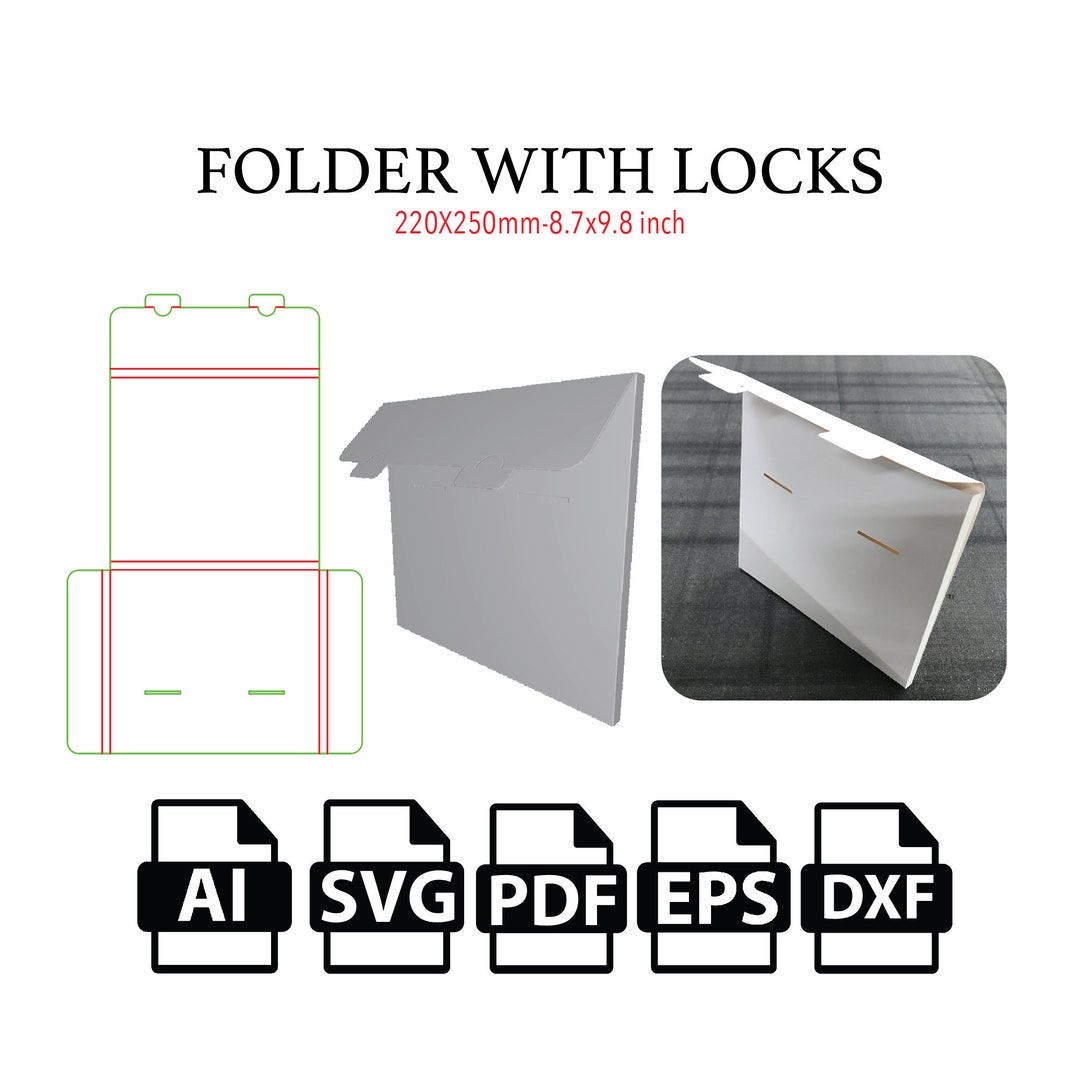 Folder With Locks Template SVG, Cut File Box Svg,case Box SVG, Box ...