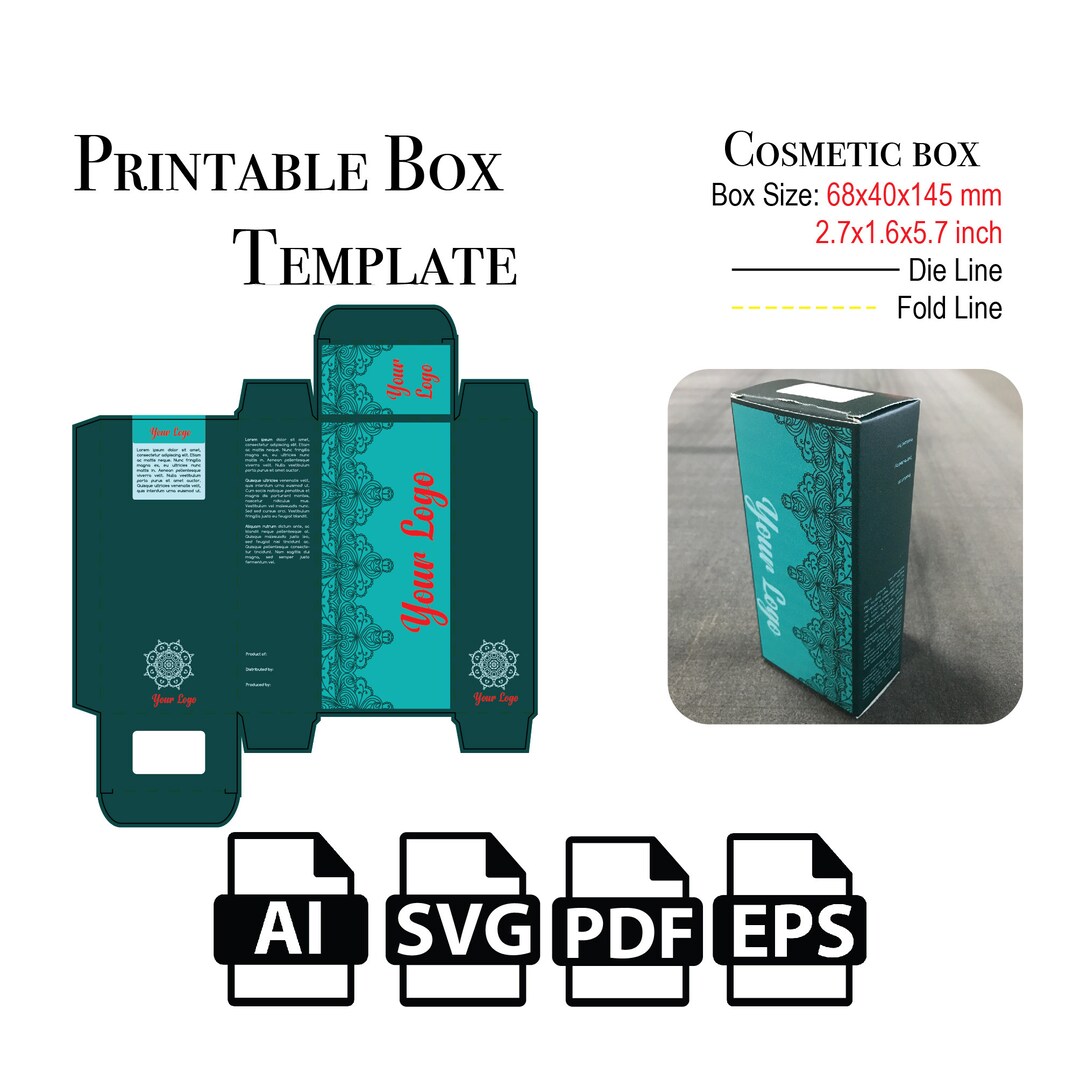 Rectangular Cosmetic Box & Printable Box Template,svg Vector,cut File ...