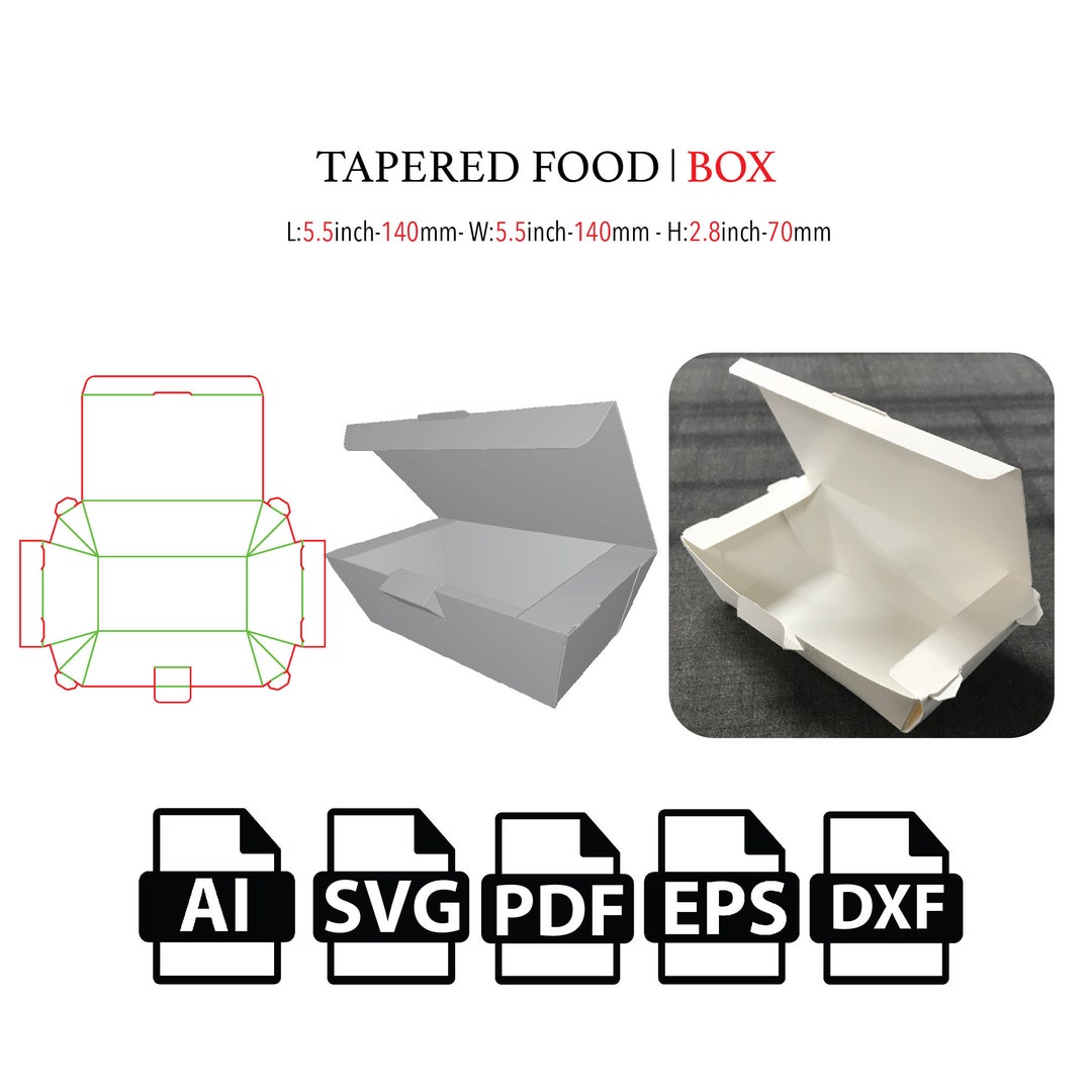 Tapered Food Box,takeaway Box,food Box Svg,template SVG, Cut File Box ...