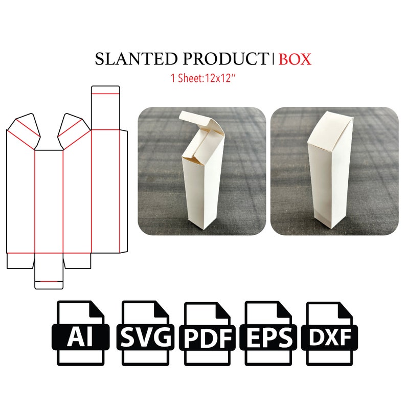 Slanted Product Box,rectangle Box,template SVG, Cut File Box SVG ...
