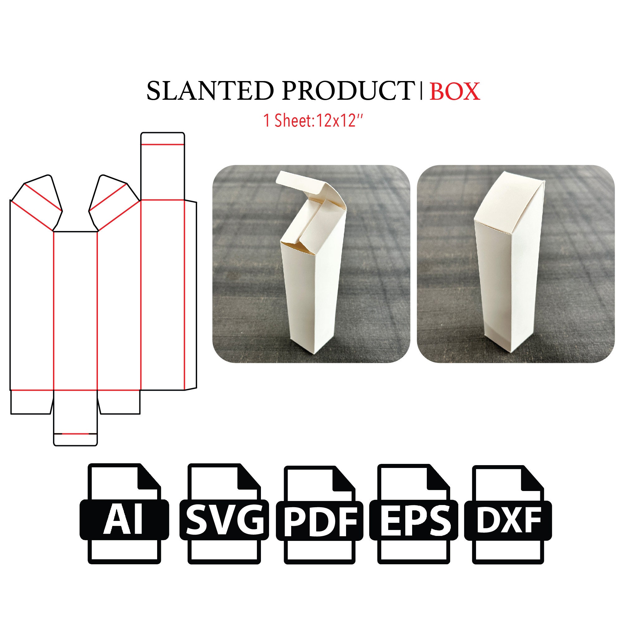Slanted Product Box,rectangle Box,template SVG, Cut File Box SVG ...