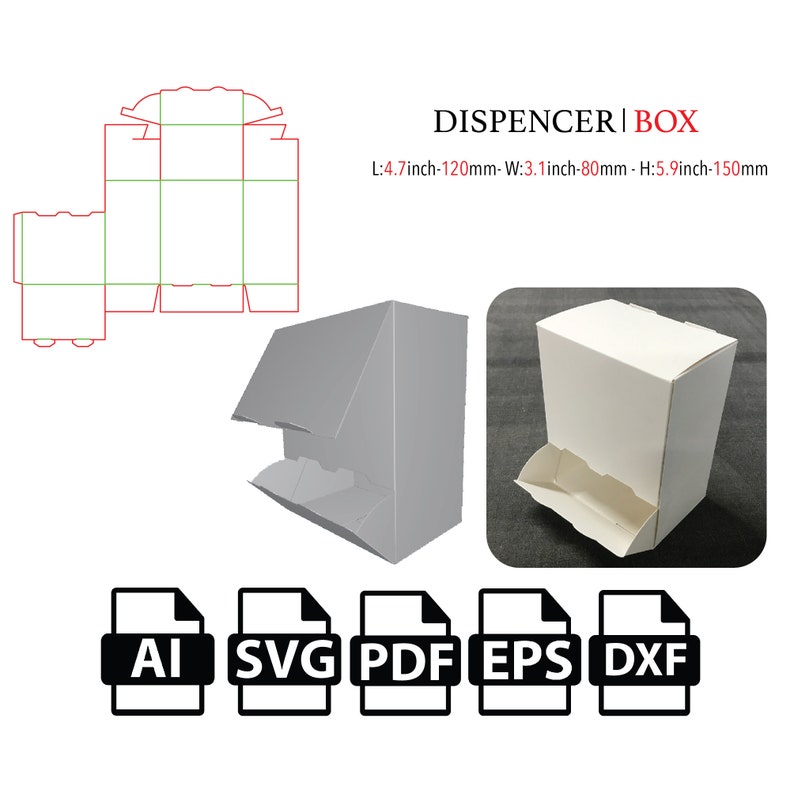 Dispencer Rectangle Box,template SVG, Cut File Box SVG, Packaging Box ...