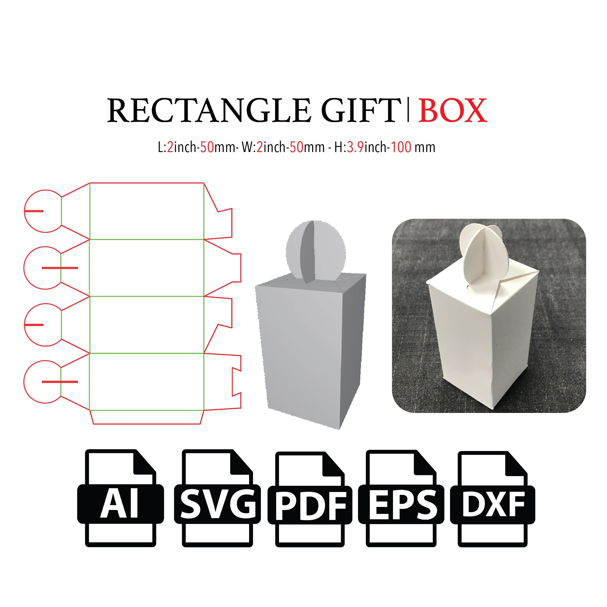 Rectangle Gift Box,template SVG, Gift Box SVG, Party Favor Box ...