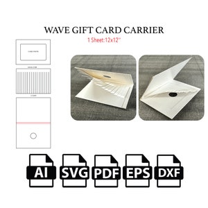 Wave Gift Card Carrier SVG Template,gift Card Carrier Svg,box Vector ...