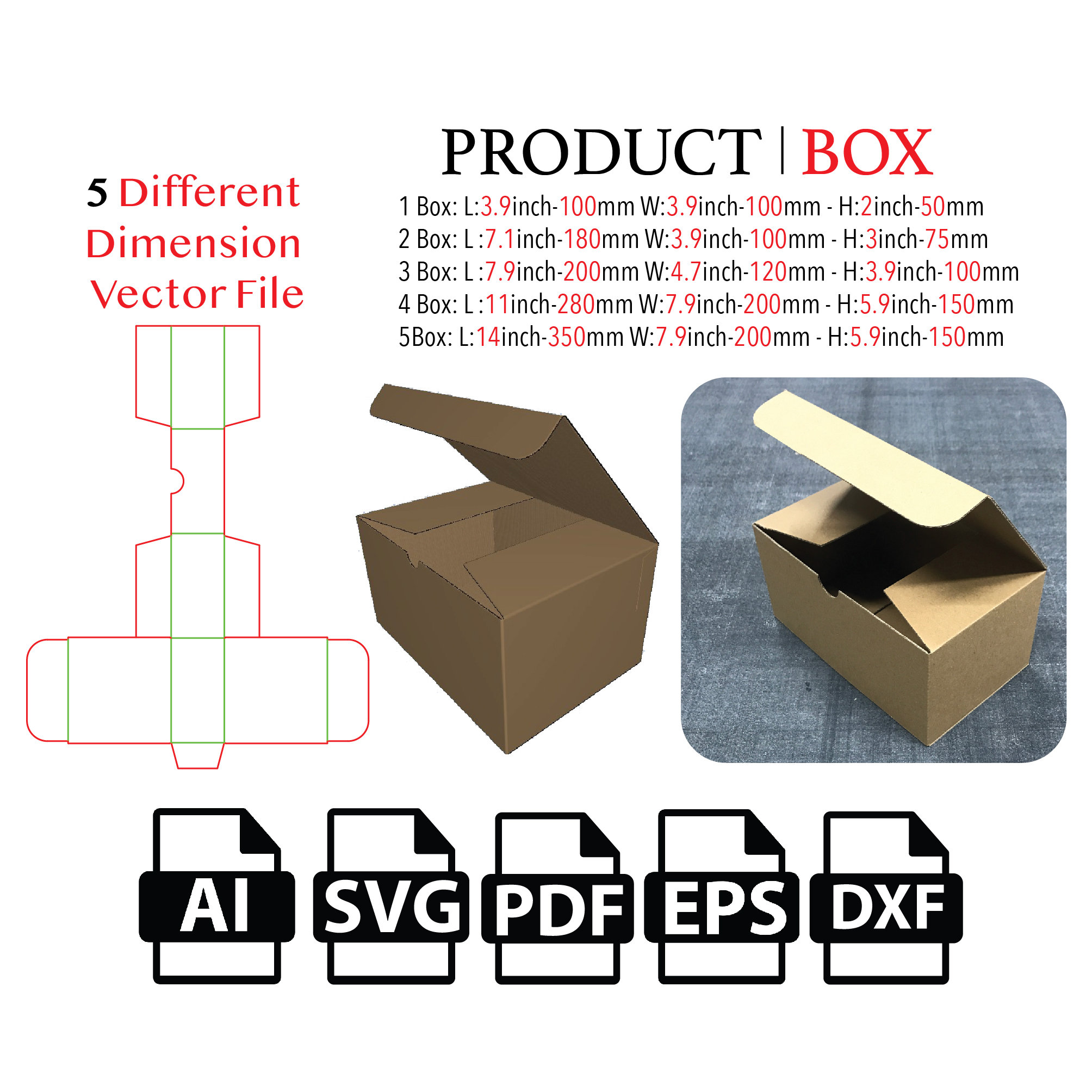 Rectangle Product Box,template File,template SVG, Cut File Box SVG ...