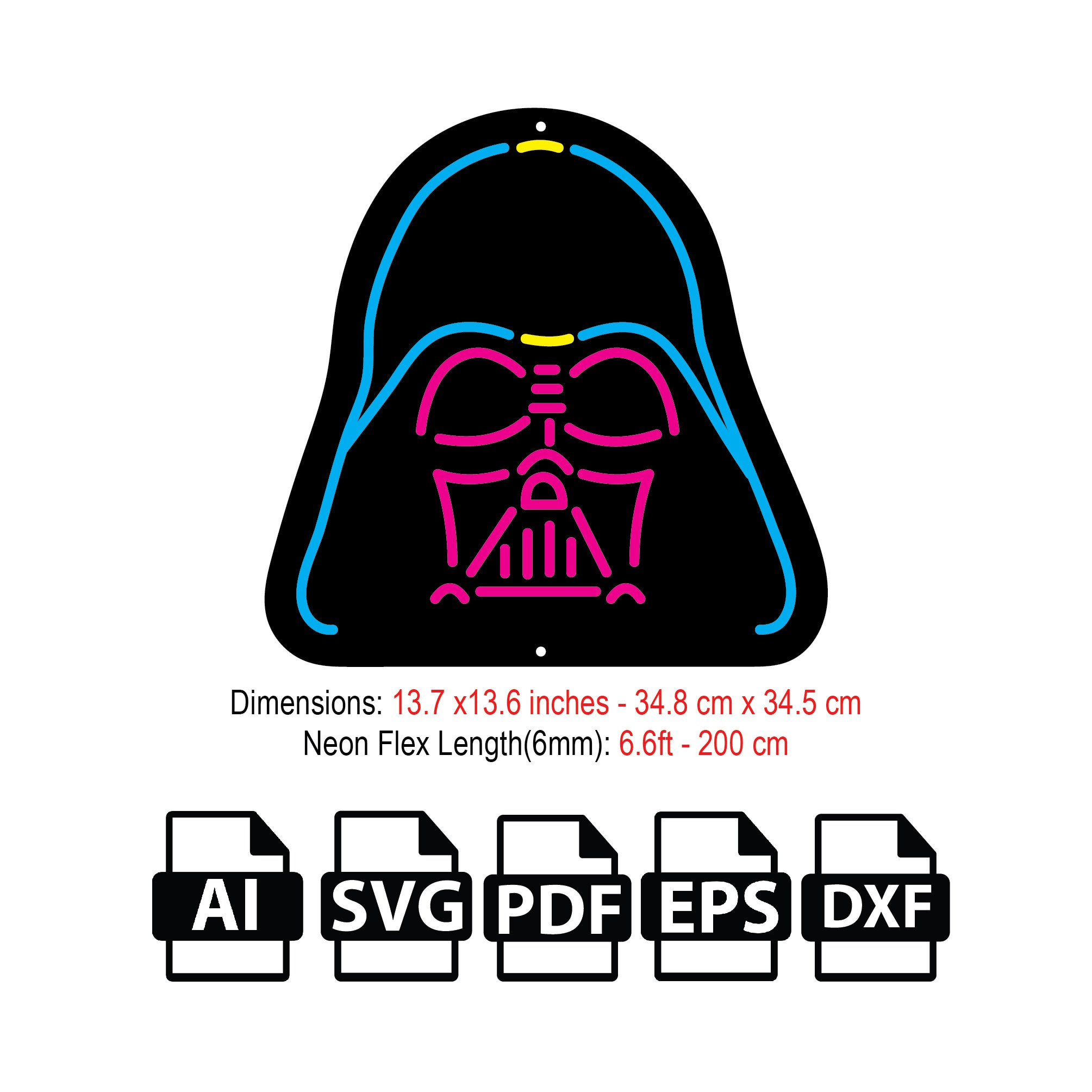 DIY Darth Vader Neon Flex Sign SVG File, Template,vector,artwork,svg ...