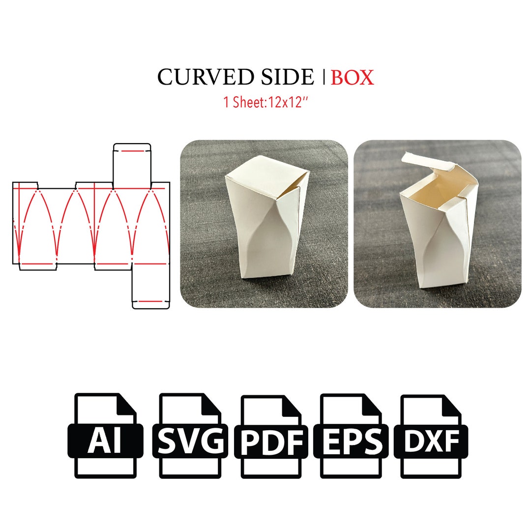 Curved Side Box Template,rectangle Gift Box,favor Box,wedding Gift Box ...