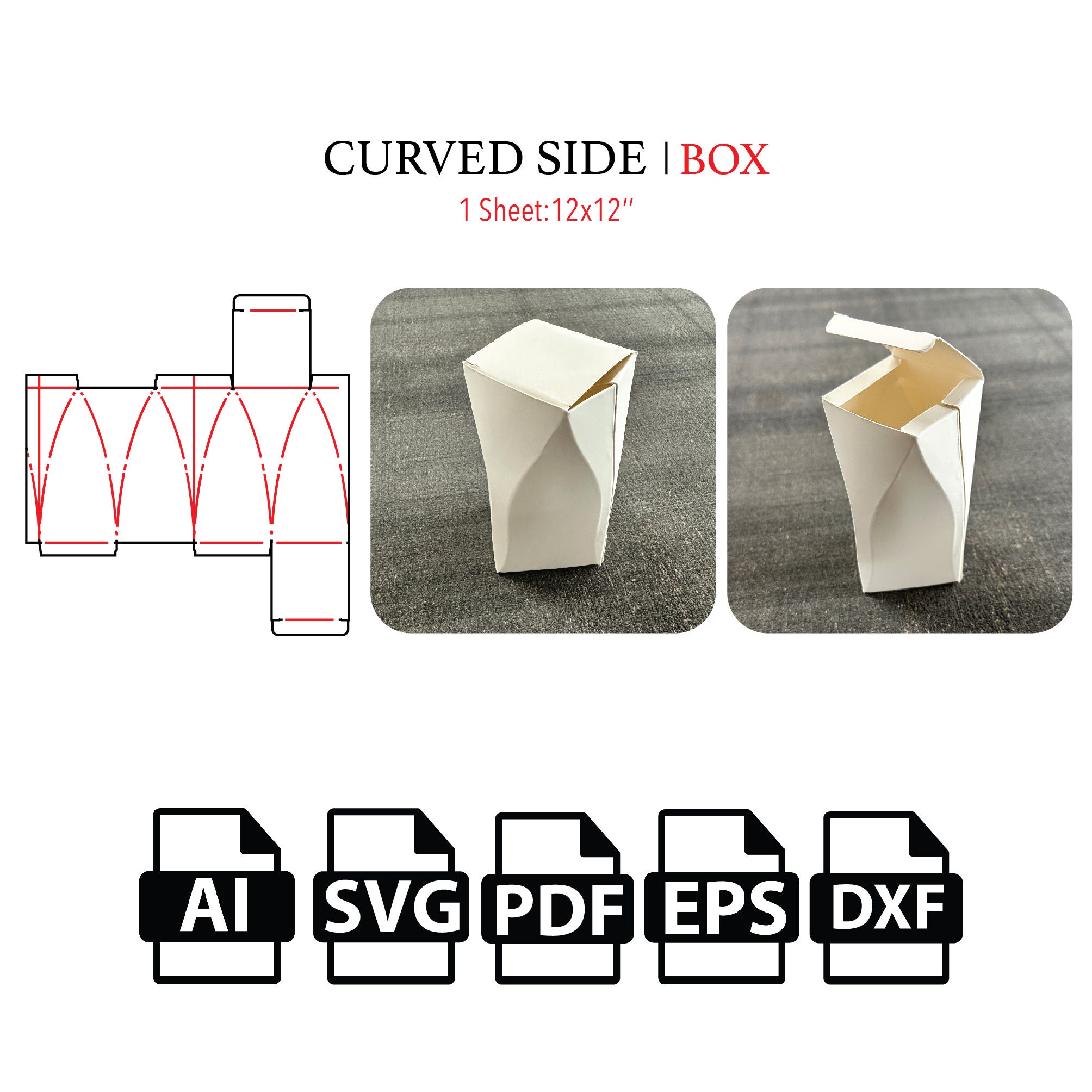 Curved Side Box Template,rectangle Gift Box,favor Box,wedding Gift Box ...