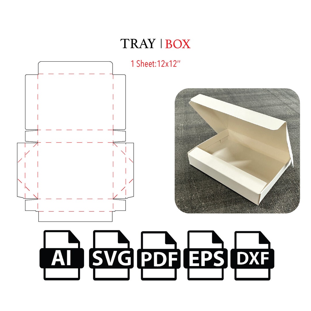 Tray Box Self Locking, Gift Box Template SVG, Box DXF, Packaging Box ...