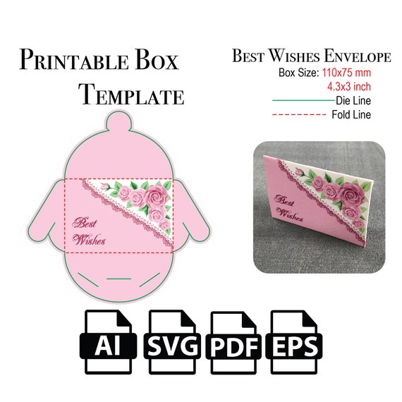 Best Wishes Envelope editable & Printable Box Templatesvg - Etsy