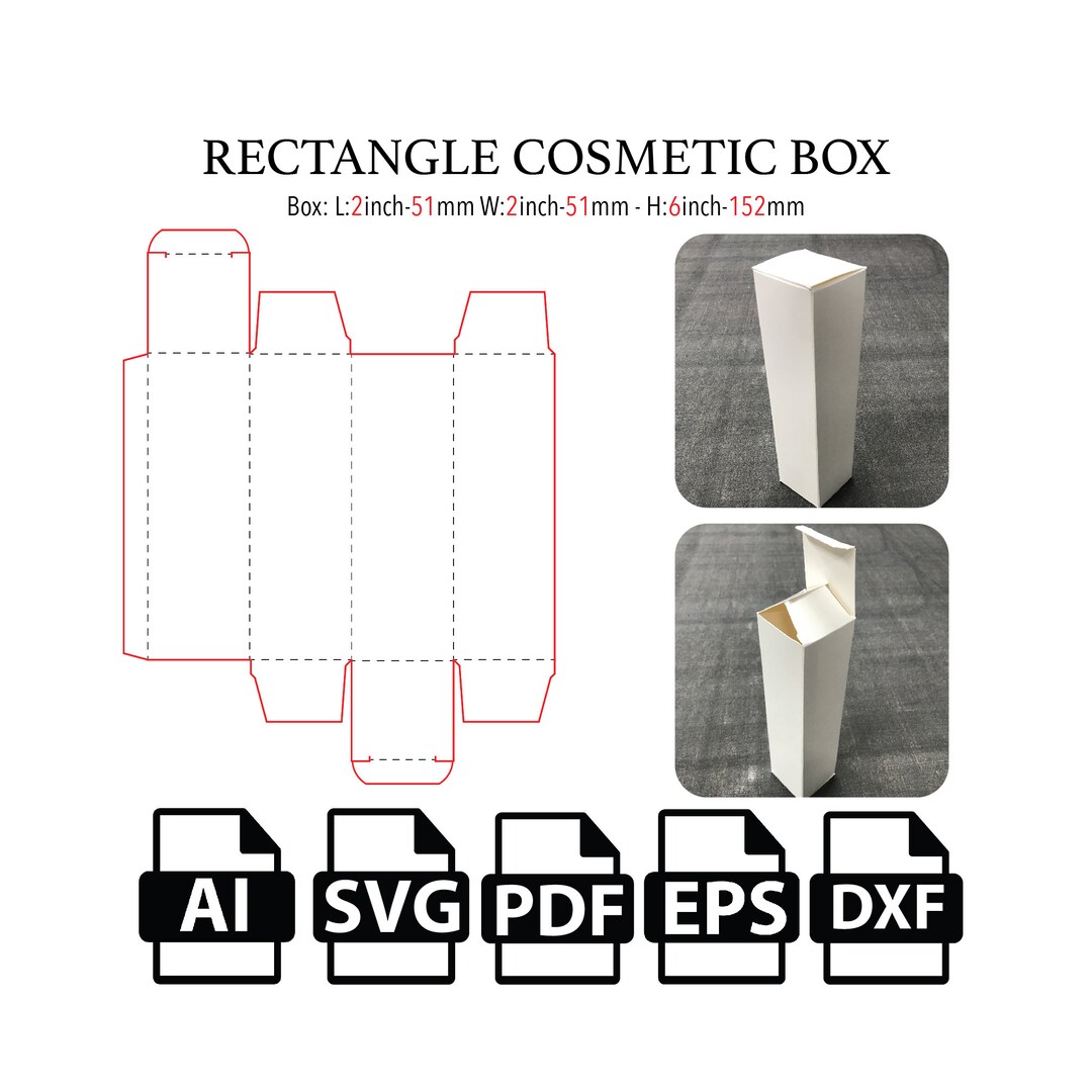 Rectangular Cosmetic Box,6oz Boottle,template,svg Vector,cut File Box ...