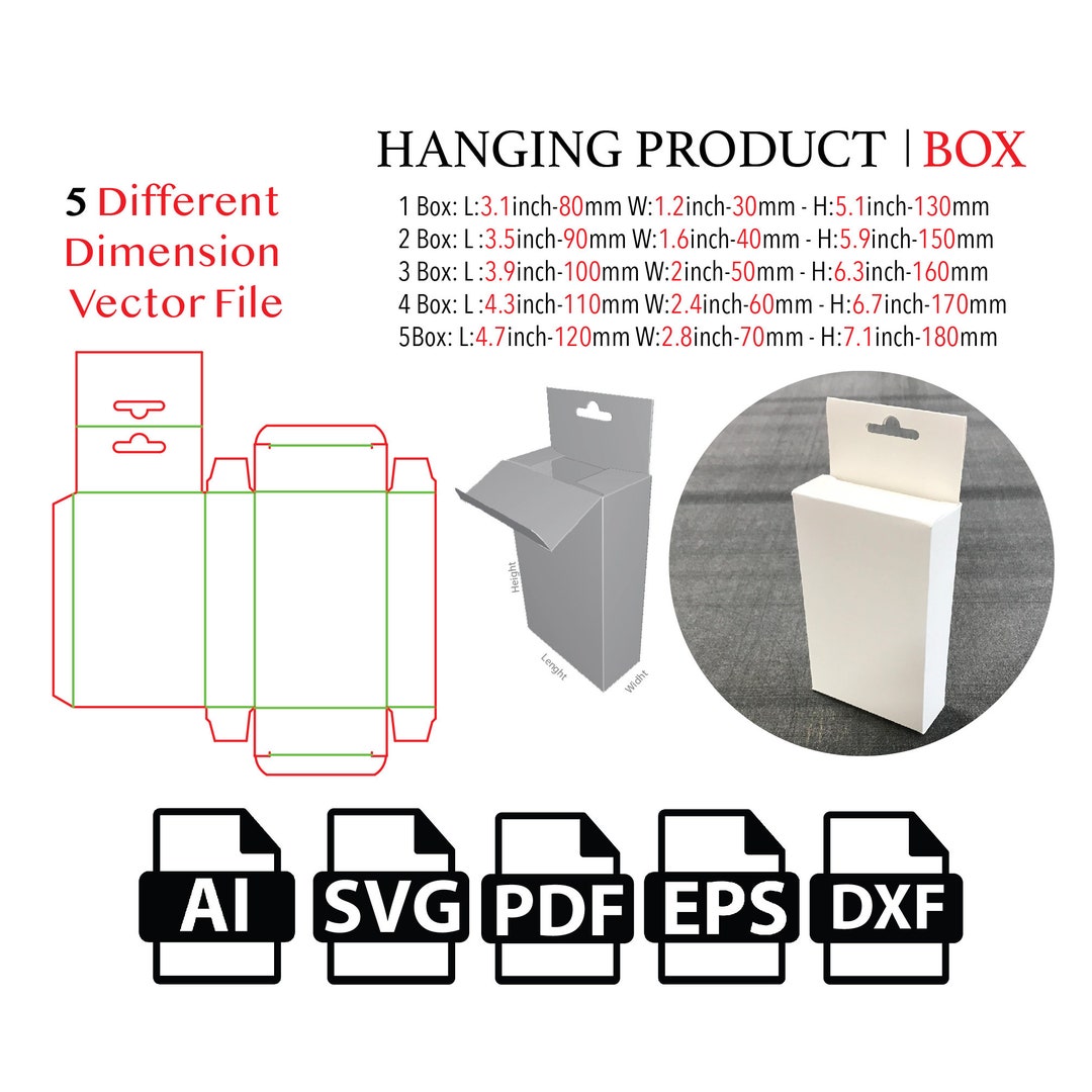 Hanging Product Box With Tongue Lock,template SVG, Cut File Box SVG ...