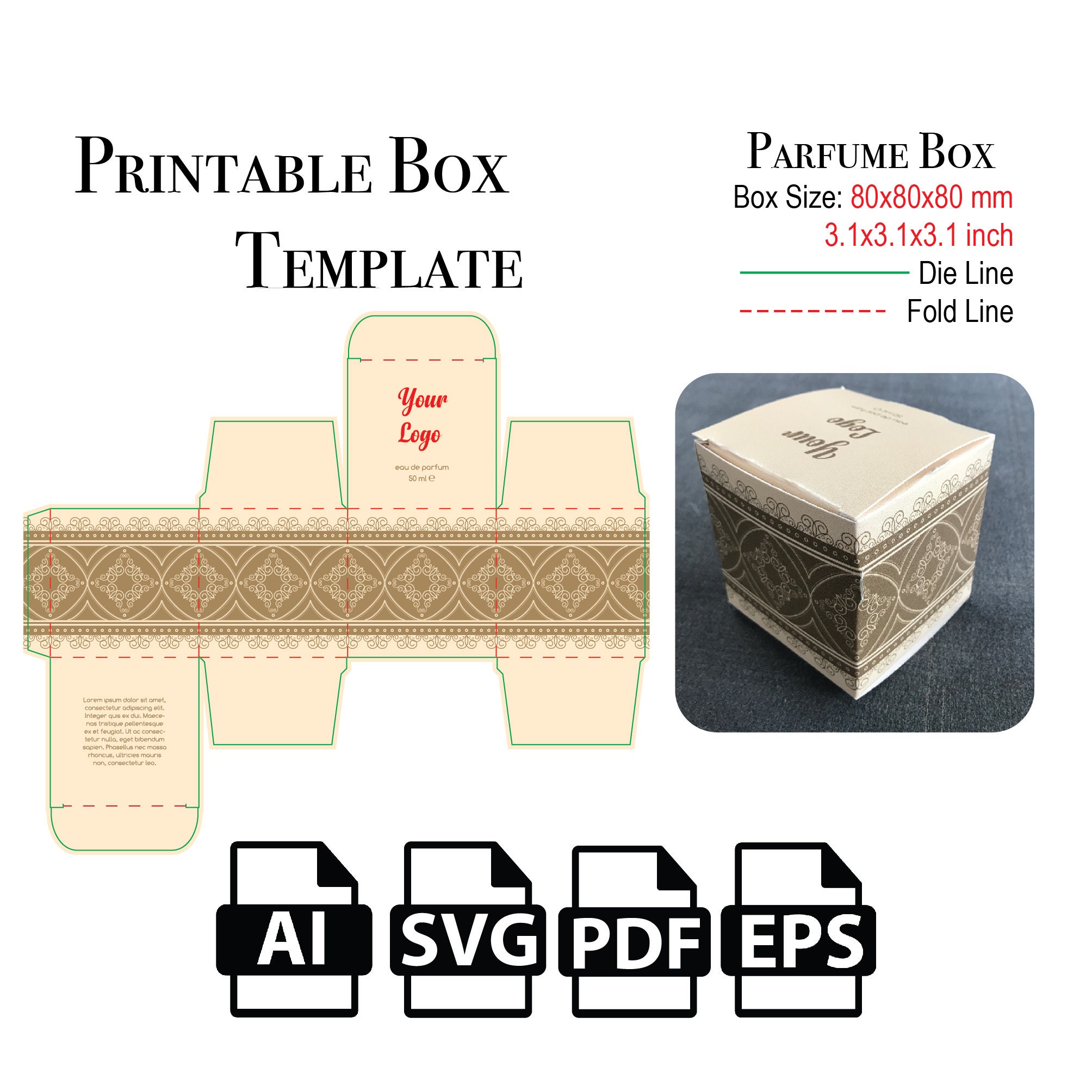 Parfume Boxeditable & Printable Box Templatesvg Vectorcut - Etsy