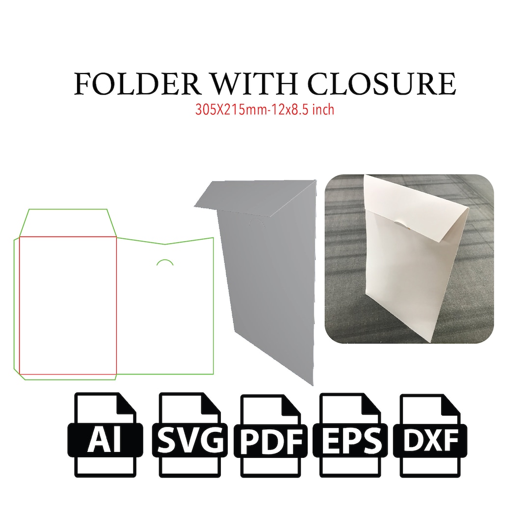 Folder With Closure Template, Letter and A4,template SVG, Cut File Box ...