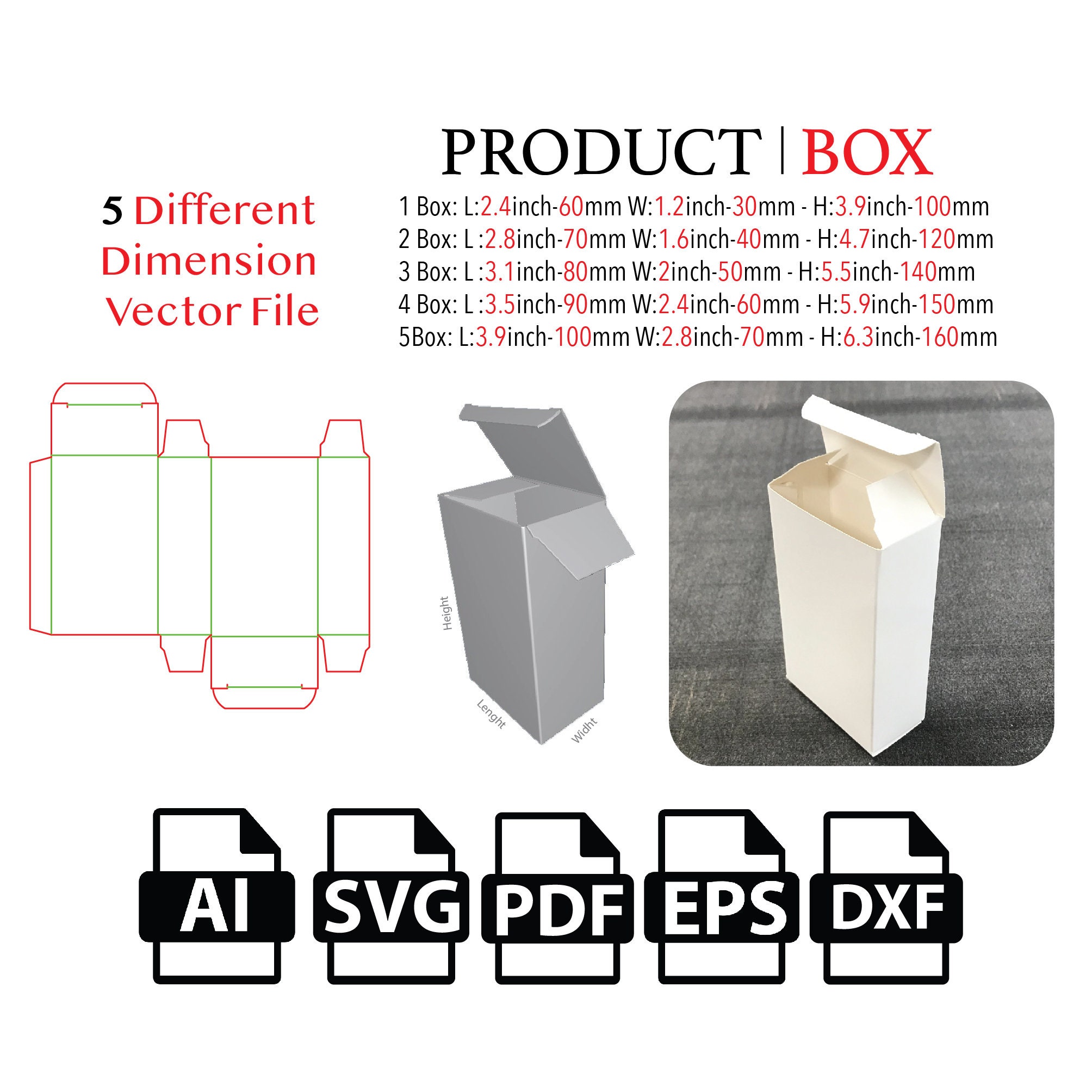 Rectangle Product Box,template SVG, Cut File Box SVG, Packaging Box SVG ...