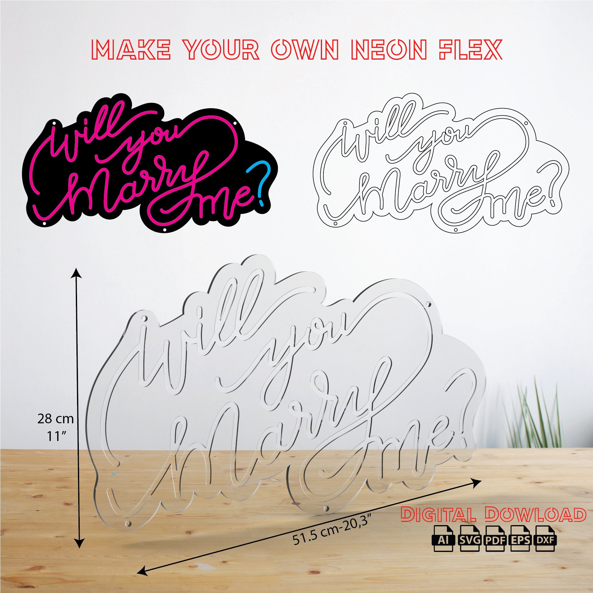 DIY Will You Marry Me Neon Flex Sign SVG File - Etsy