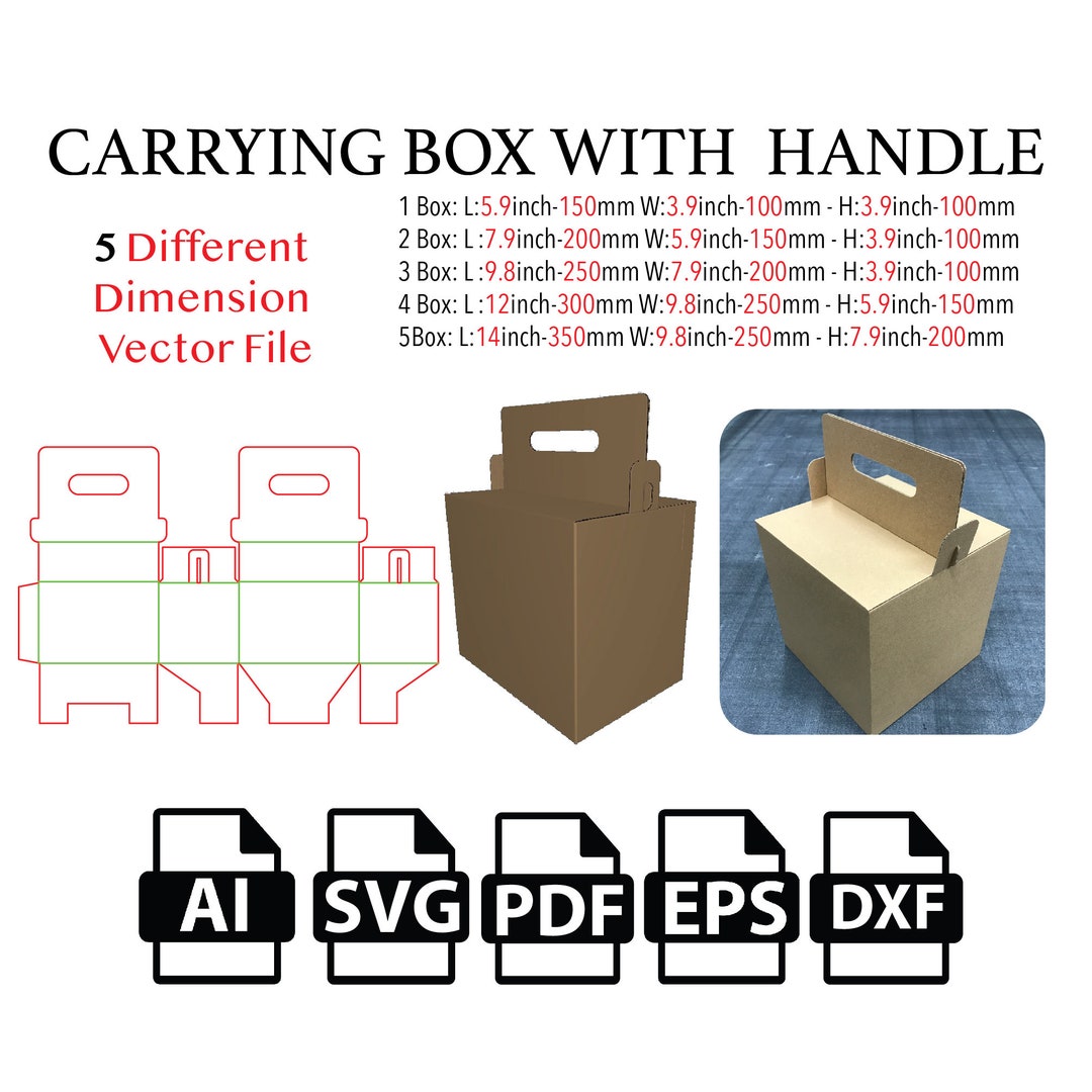 Carrying Box With Handle,template SVG, Cut File Box SVG, Packaging Box ...