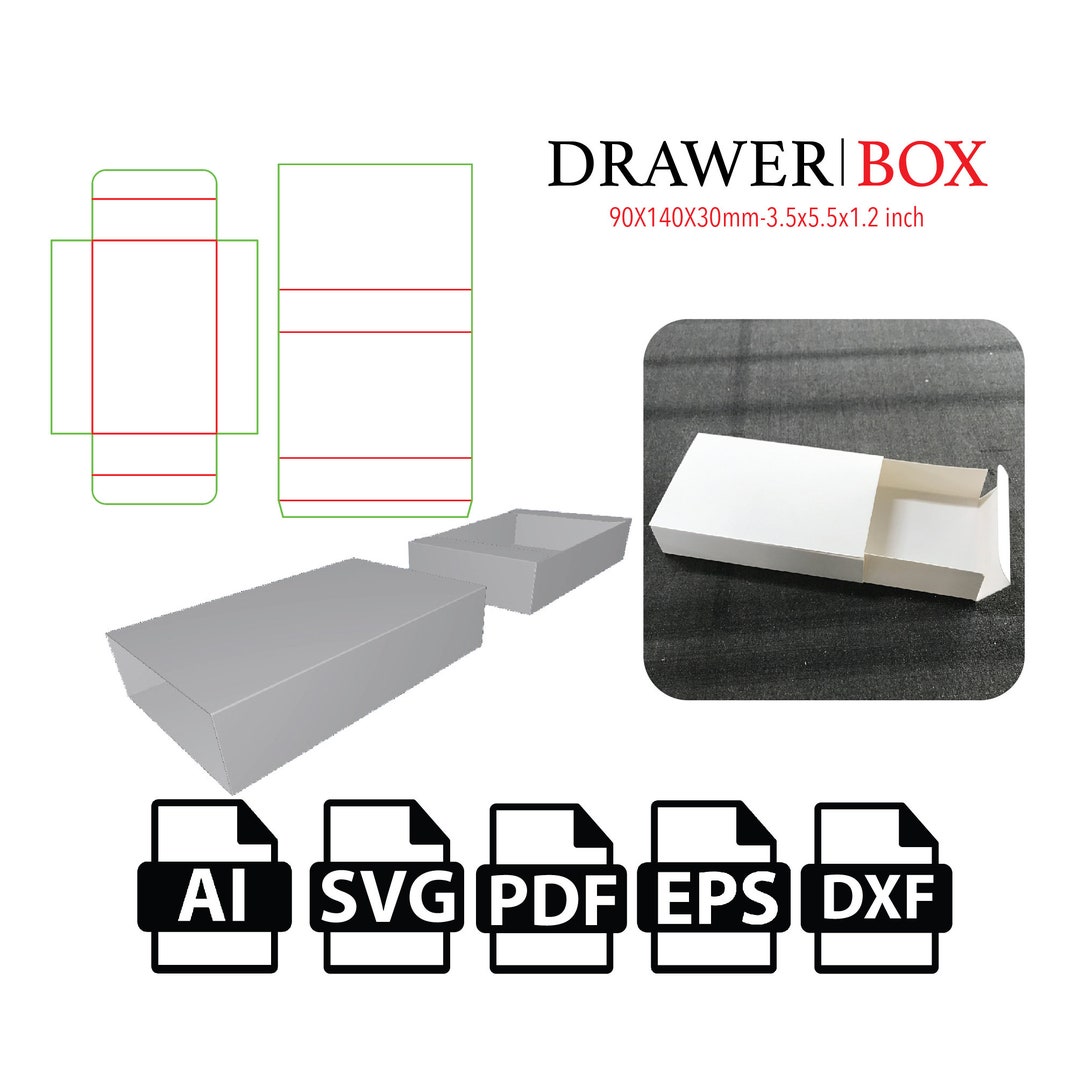 Drawer Box,slider Box Template,cut File Box SVG, Case SVG, Box Vector ...