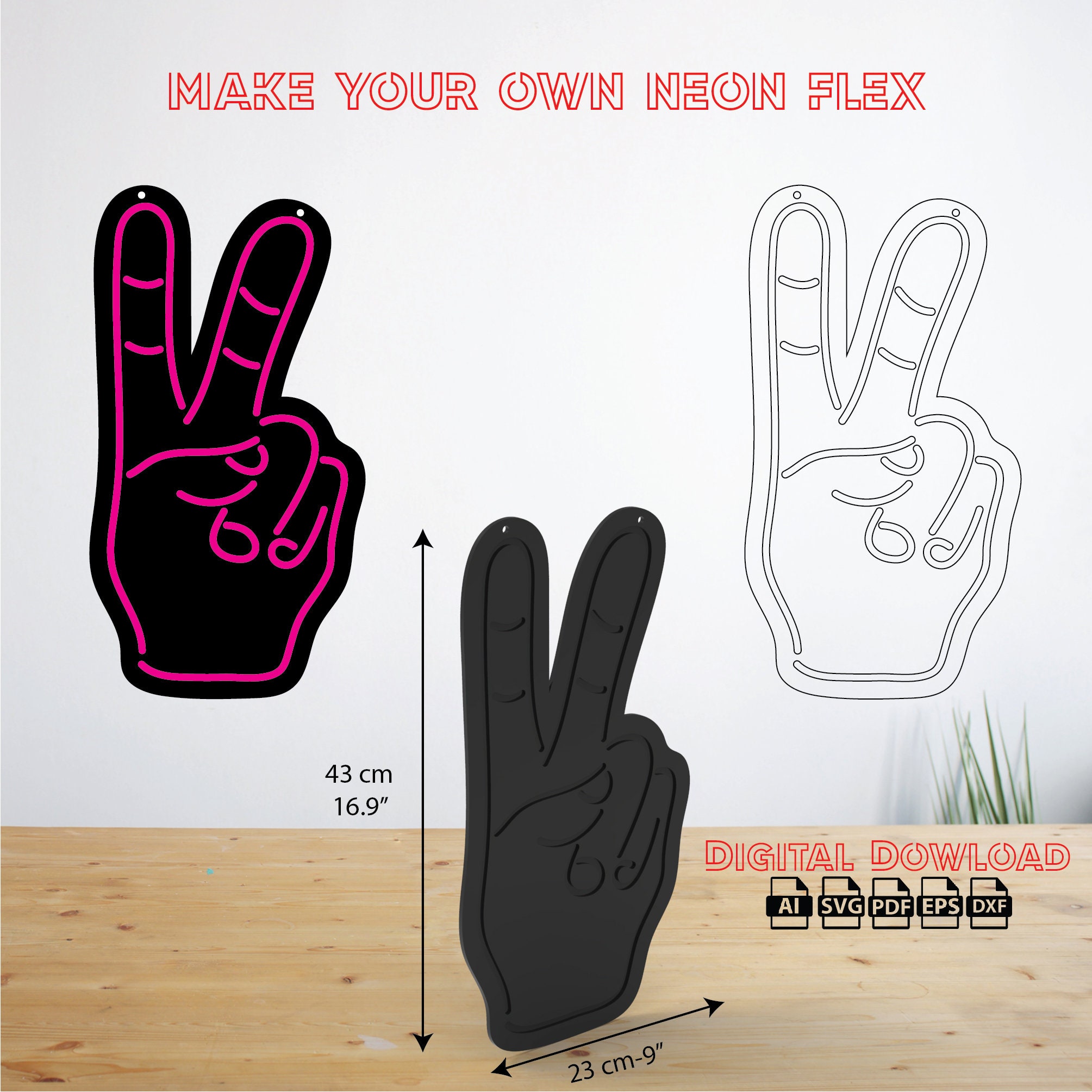 DIY Peace Neon Flex Sign SVG File Templatevectorartworksvg - Etsy