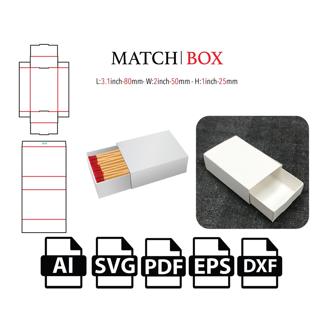 Match Box,drawer Box,slider Box Template,cut File Box SVG, Case SVG ...