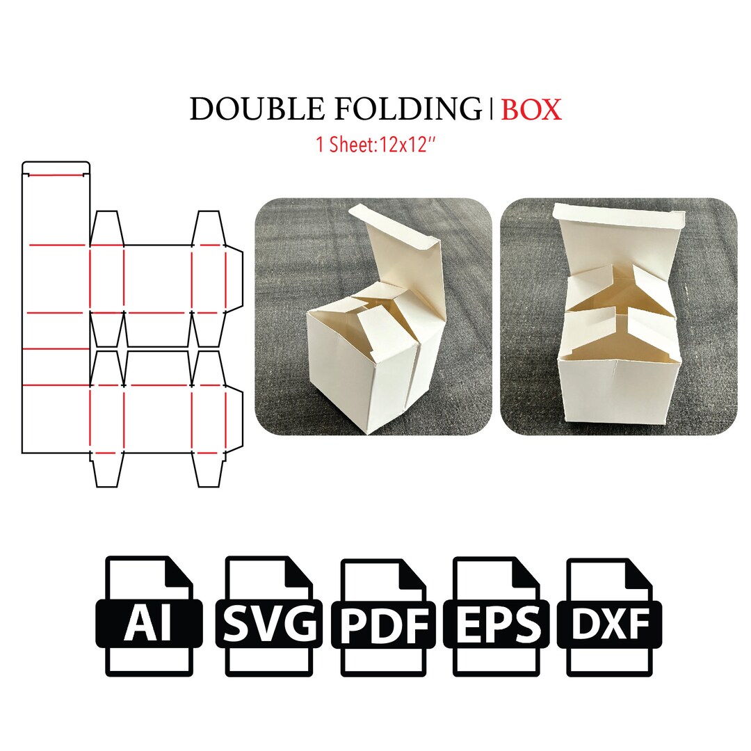 Double Folding Box Template,2 Seperate Box,product Box,gift Box SVG ...