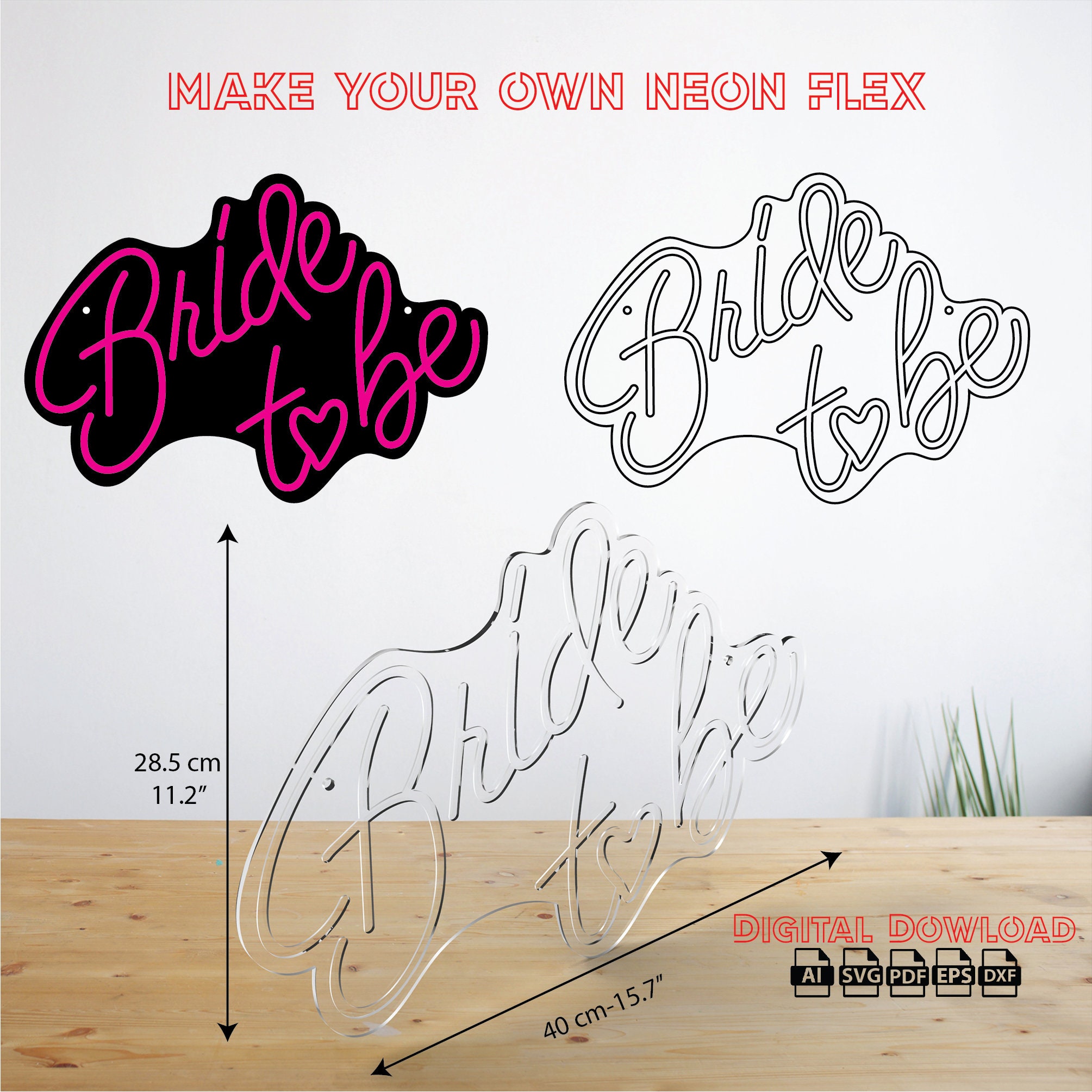 DIY Bride to Be Neon Flex Sign SVG File - Etsy Australia