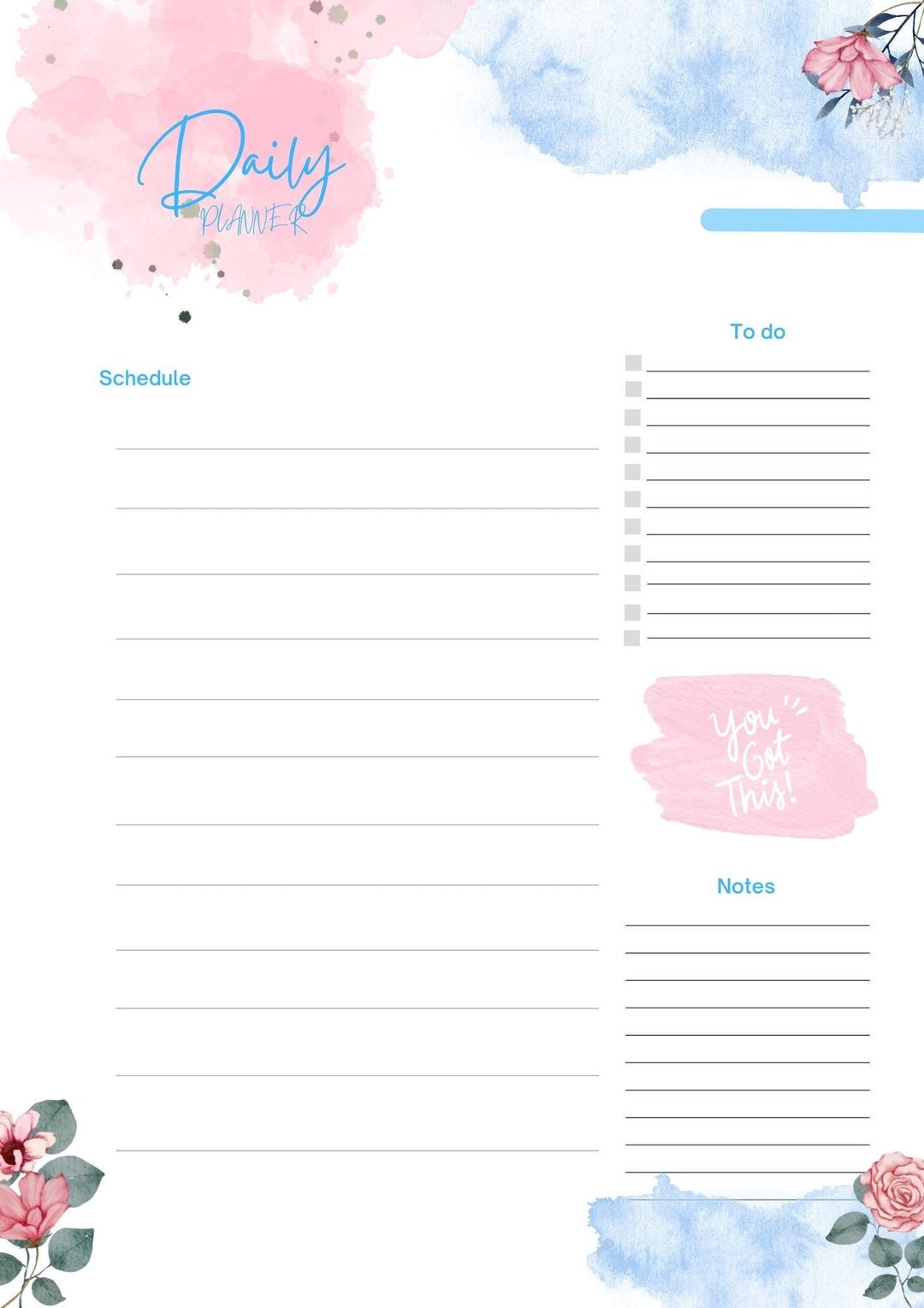Printable Daily Planner, Daily Schedule, Daily Agenda, Planner Template ...