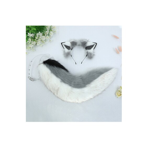 Grey Animal Dog Husky Ears Headband Hairband Dog Tail Cosplay - Etsy