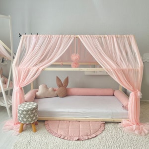 Canopy Pink for Girls, Montessori Canopy, Tulle Curtains for Bed ...