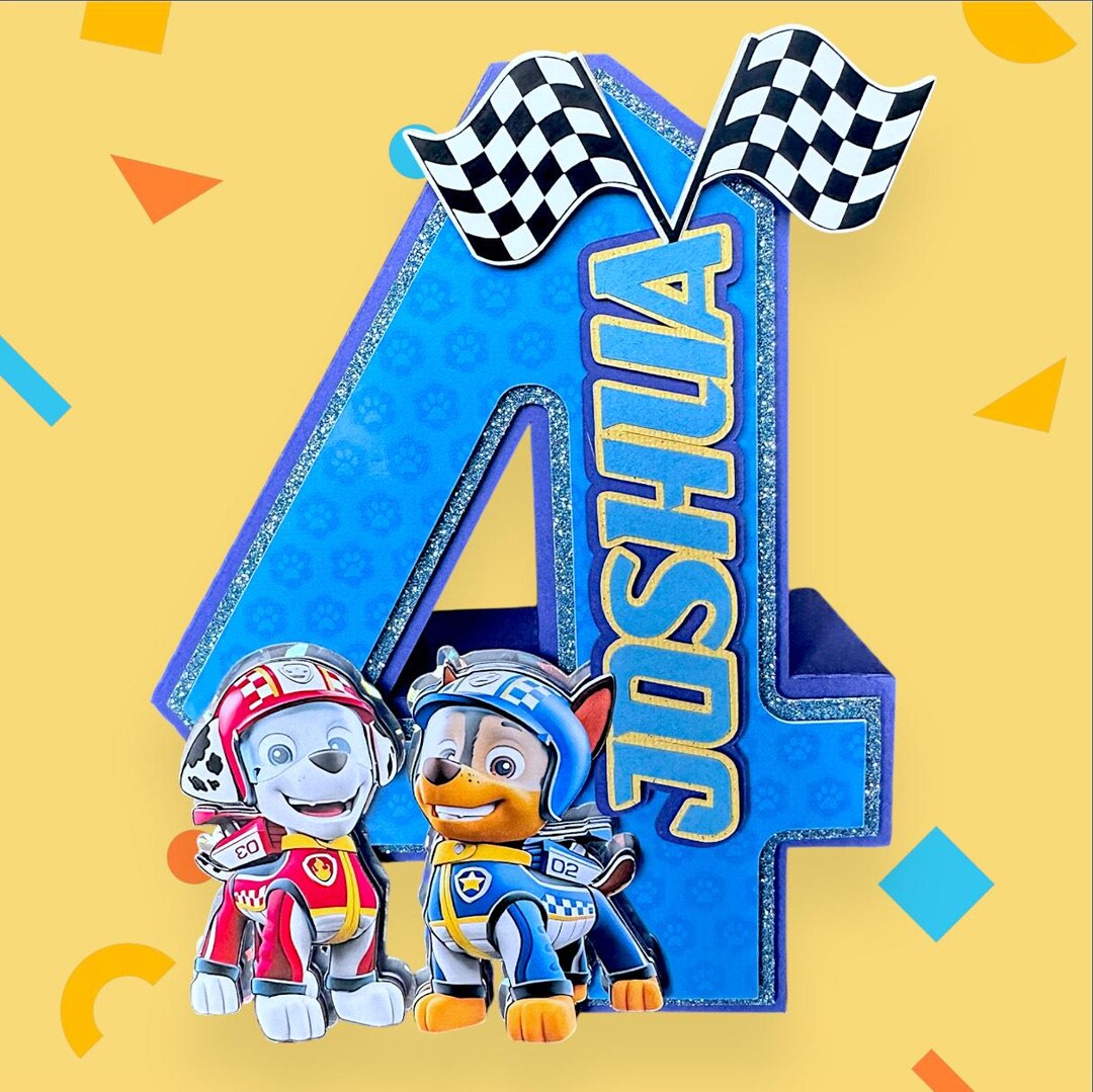 Personalized 3D Number Centerpiece, Puppy Dog Paw Patrol Party - Etsy