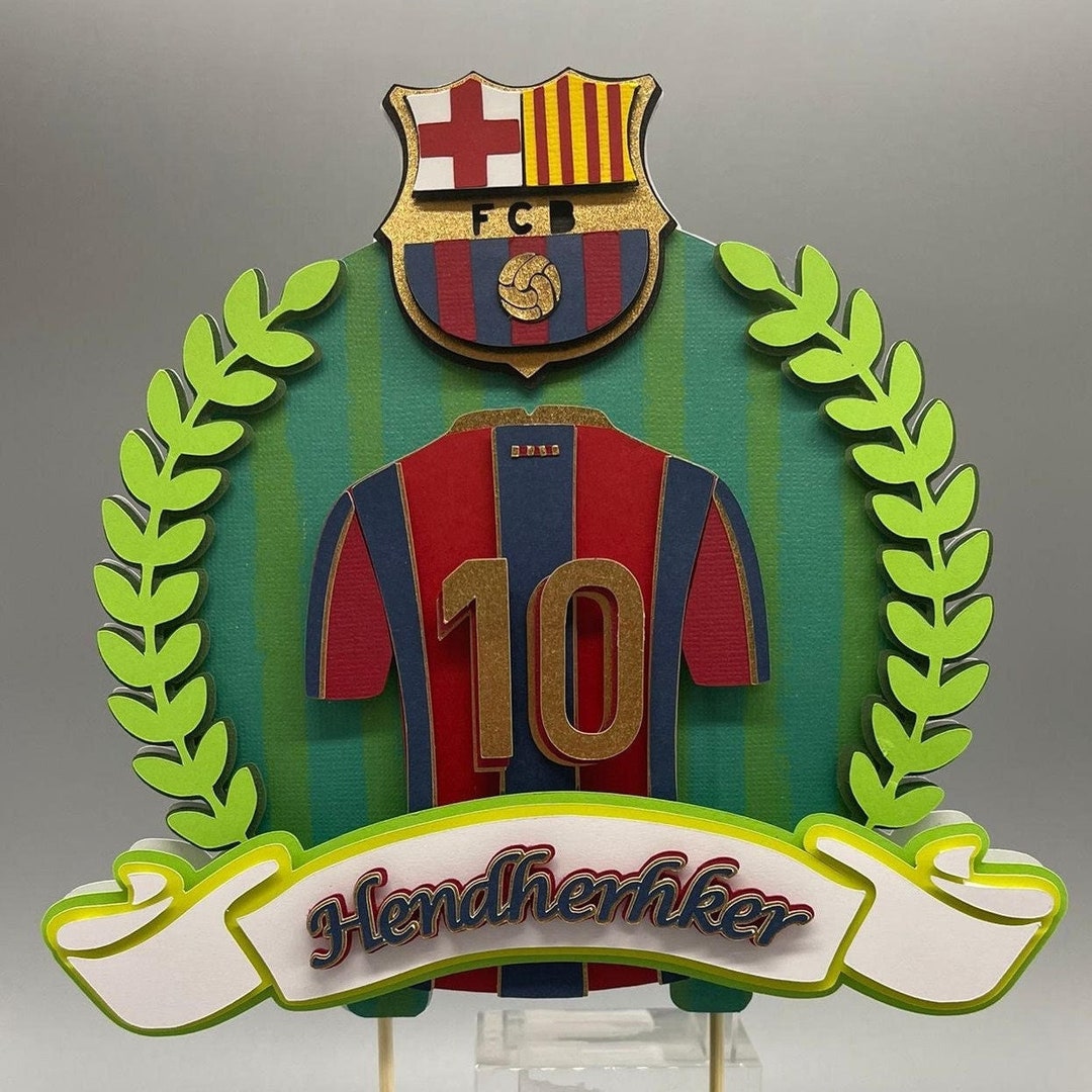 Barcelona FC Cake Topper: Layered Cardstock Futbol Party Decor - Etsy