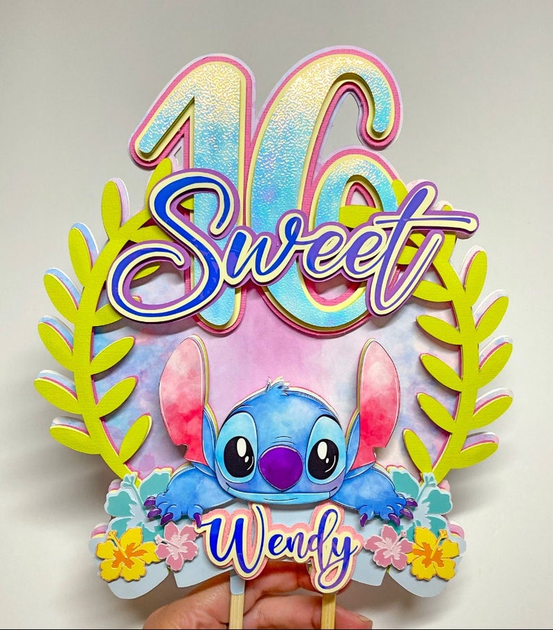 Sweet Sixteen Stitch Cake Topper: Ohana Party Decoration - Etsy