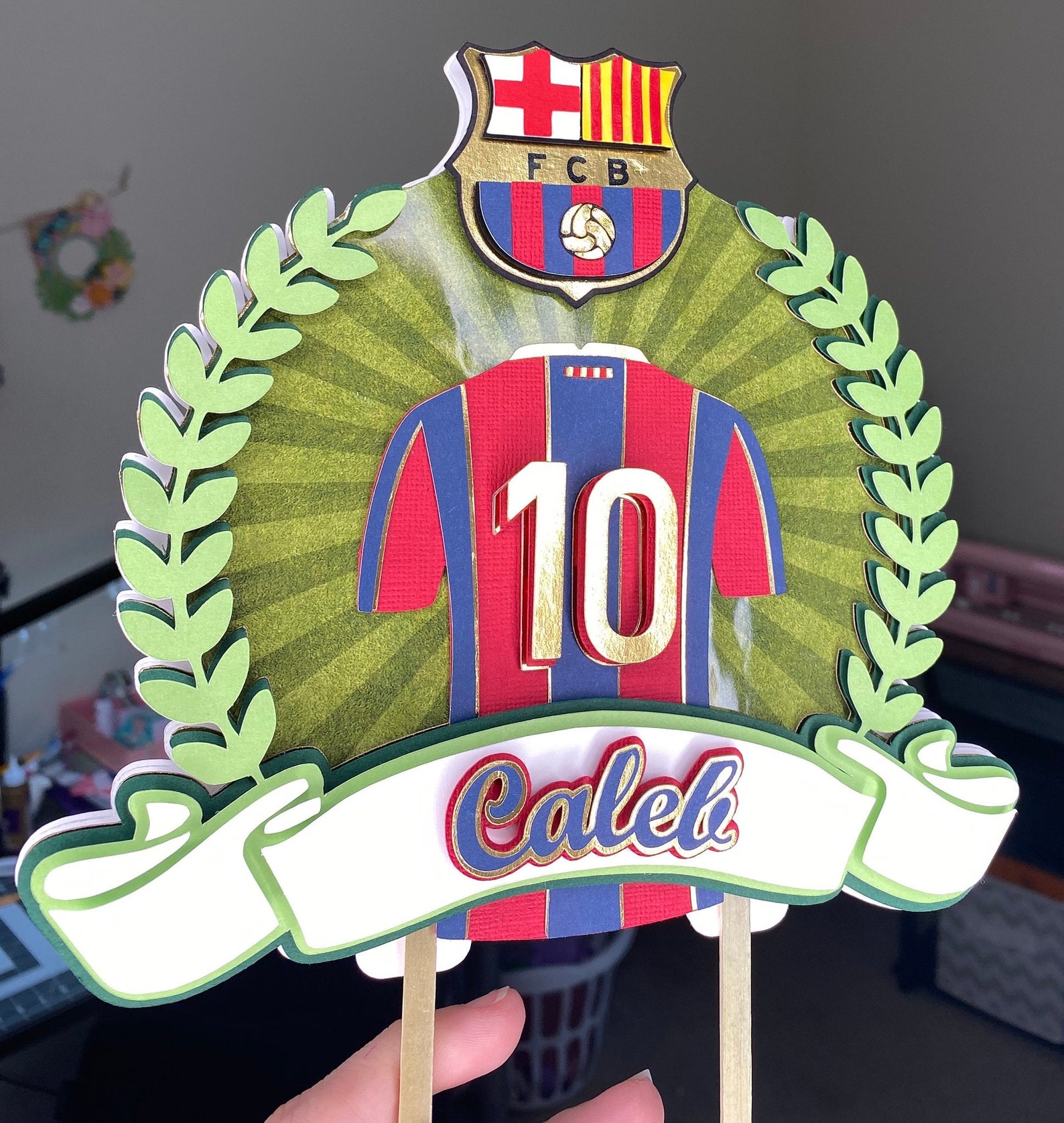 Barcelona FC Cake Topper: Layered Cardstock Futbol Party Decor - Etsy