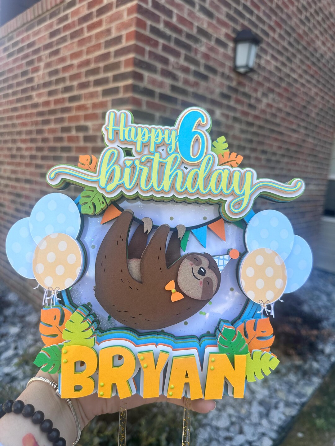 Sloth Birthday Cake Topper: Layered Cardstock Party Decor - Etsy