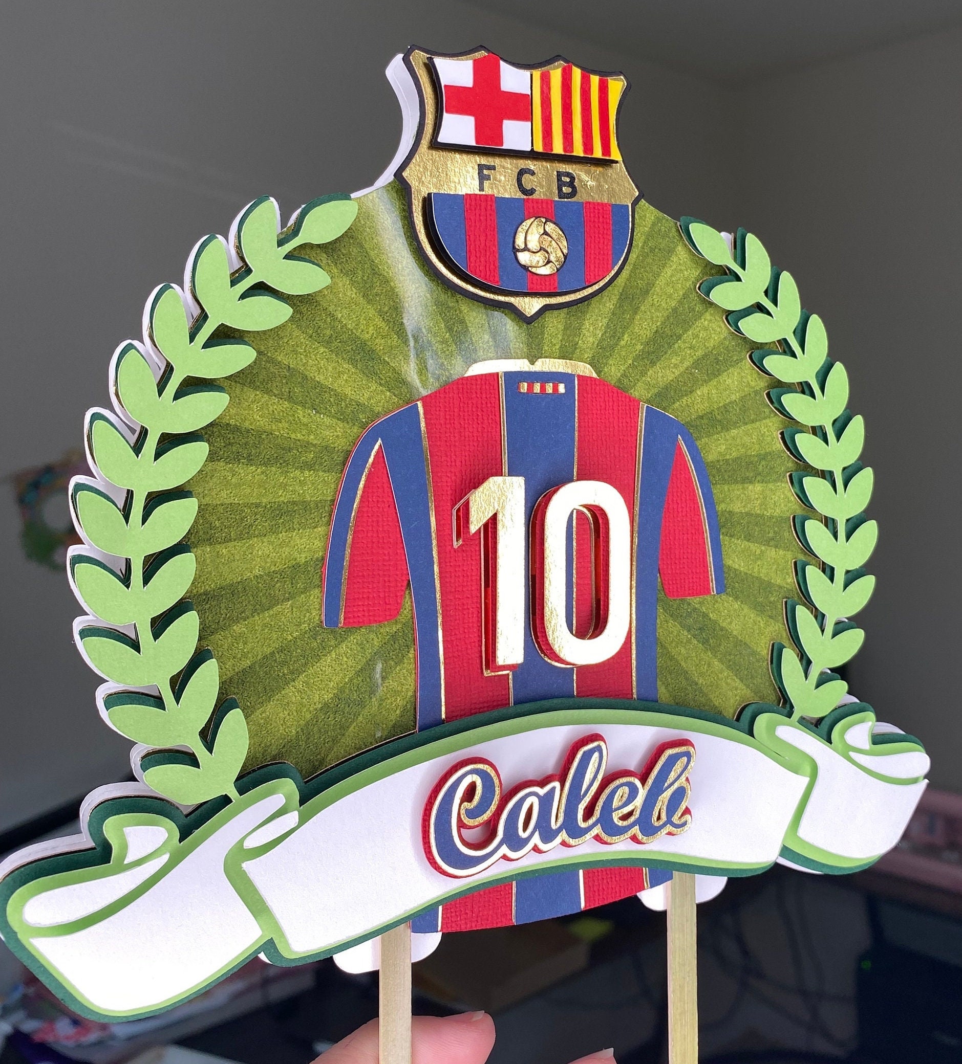 Barcelona FC Cake Topper: Layered Cardstock Futbol Party Decor - Etsy